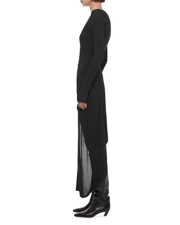 Helmut Lang Draped Long Sleeve Dress
