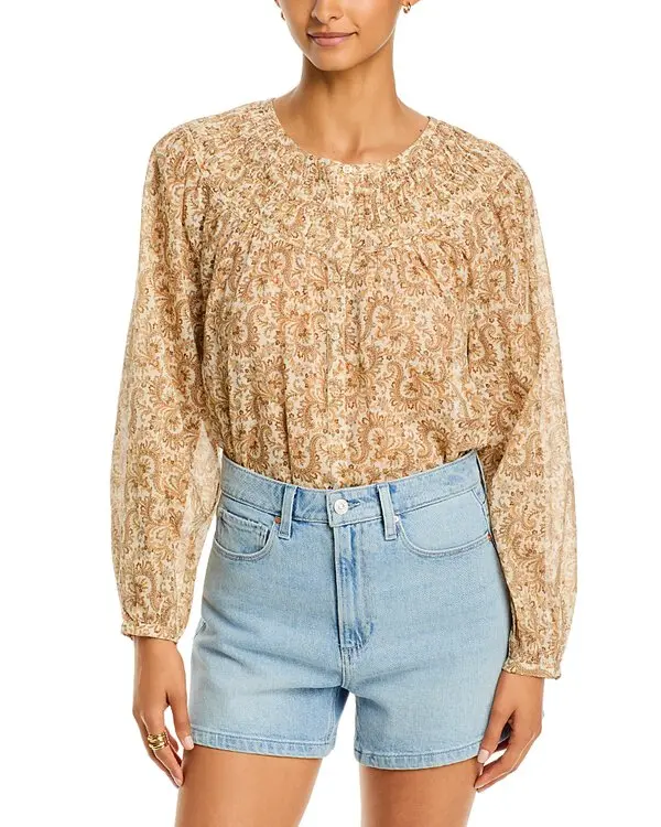 Paige Zoia Smocked Blouse - Bone Multi