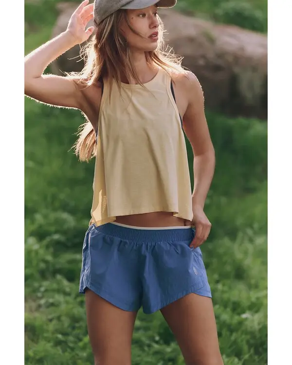 Free People Lightweight Nylon Athletic Shorts - Light Cobalt