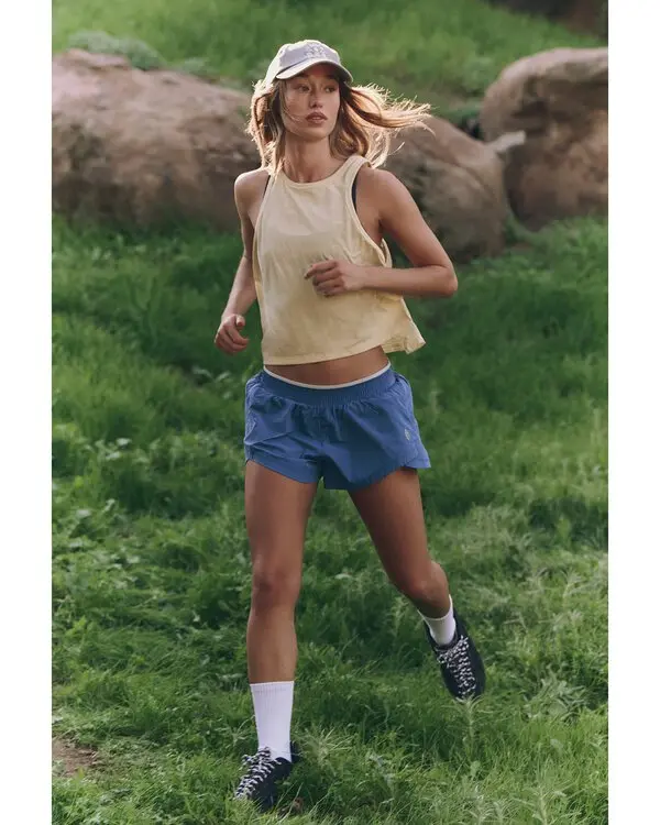 Free People Lightweight Nylon Athletic Shorts - Light Cobalt