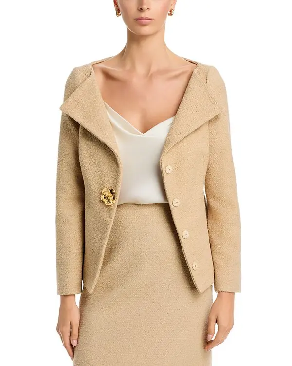 Oscar De La Renta Long Sleeve Tweed Jacket