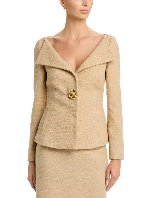 Oscar De La Renta Long Sleeve Tweed Jacket