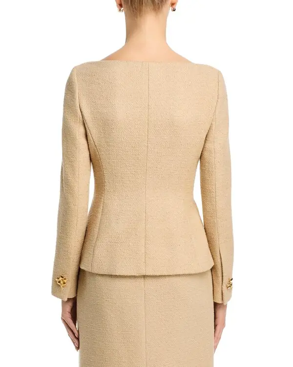Oscar De La Renta Long Sleeve Tweed Jacket