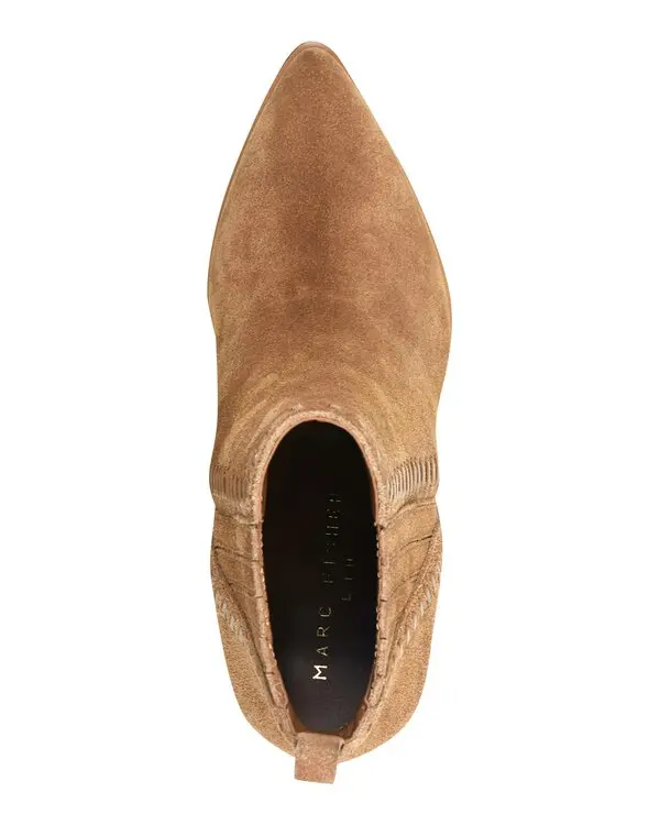 MARC FISHER LTD. Alvira Suede Ankle Boots - Medium Natural