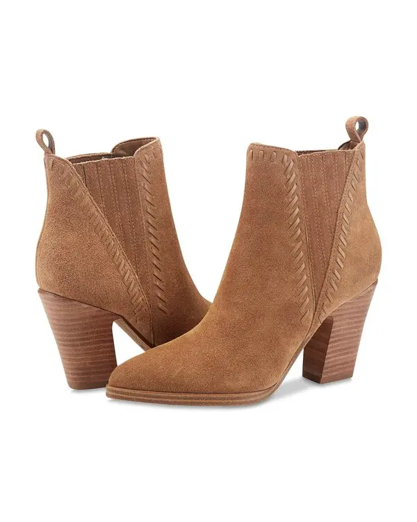MARC FISHER LTD. Alvira Suede Ankle Boots - Medium Natural