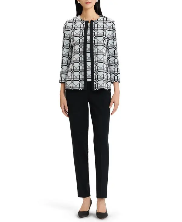 Ming Wang Monochrome Geometric Knit Jacket