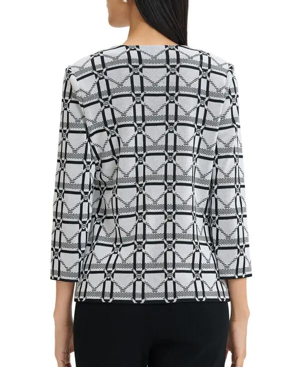 Ming Wang Monochrome Geometric Knit Jacket