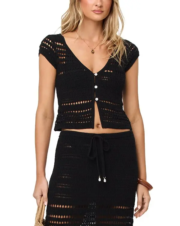 L*Space Cropped Crochet Knit Top - Black