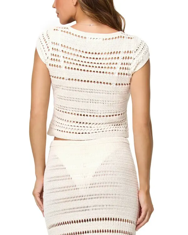 L*Space Cropped Crochet Knit Top - Cream