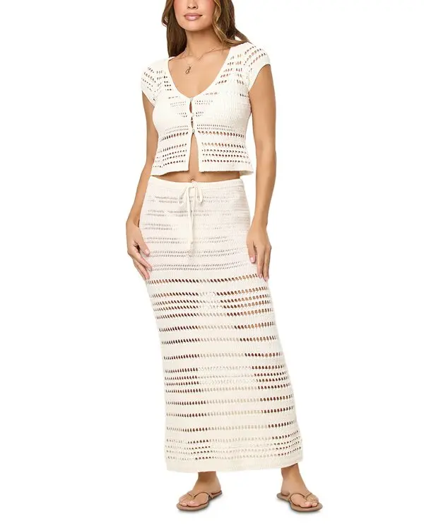 L*Space Cropped Crochet Knit Top - Cream