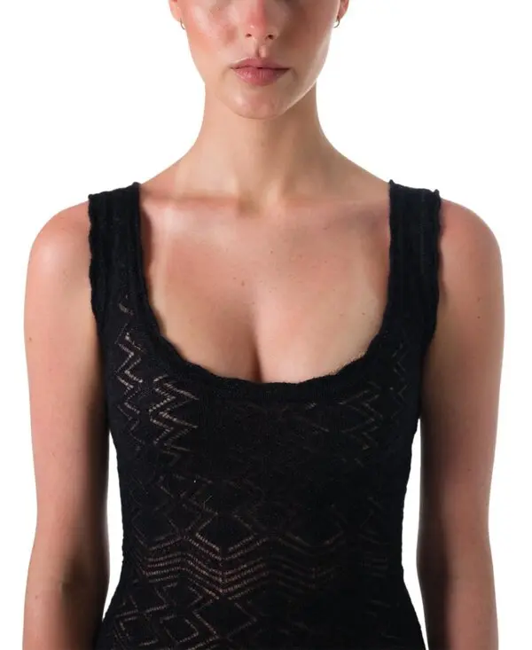 PARKER ZINN Vaughn Pointelle Dress - Black