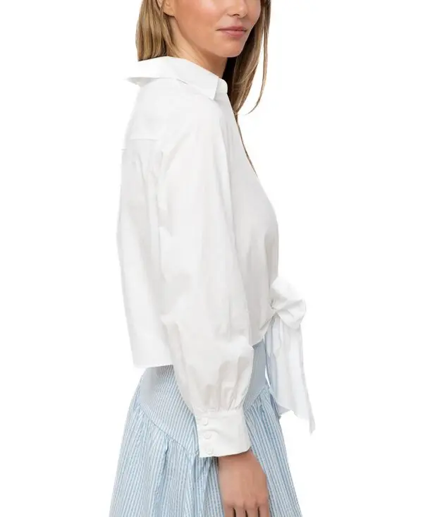 THE BURGESS COLLECTION The Kitty Front Tie Polo Cotton Blouse