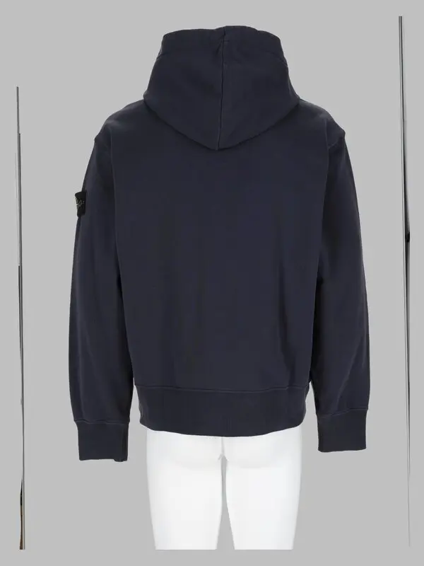 Stone Island Zip Up Hoodie With Logo Patch