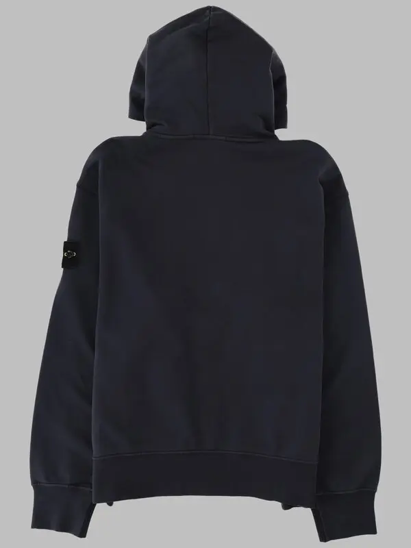 Stone Island Zip Up Hoodie With Logo Patch