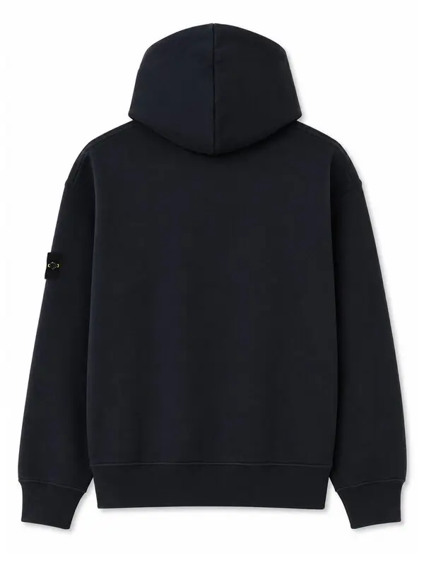 Stone Island Zip Up Hoodie With Logo Patch