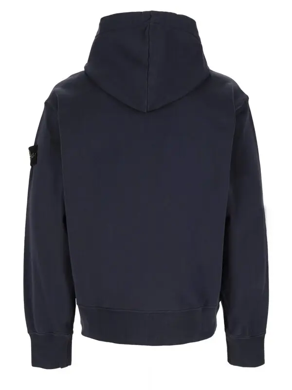 Stone Island Zip Up Hoodie With Logo Patch