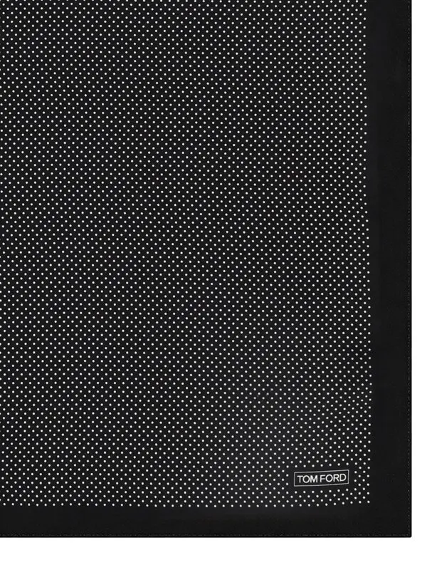 TOM FORD Pocket Square With Tone-on-tone Border - Black