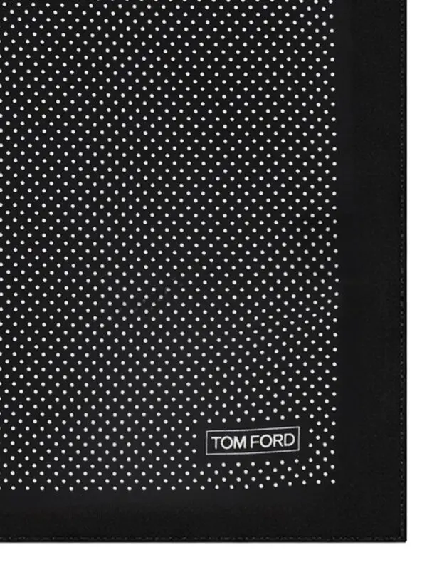 TOM FORD Pocket Square With Tone-on-tone Border - Black