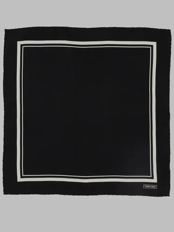 TOM FORD Pocket Square With Tonal Border - Black