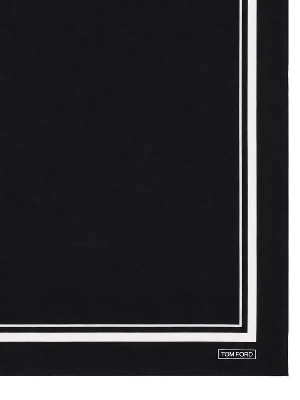 TOM FORD Pocket Square With Tonal Border - Black