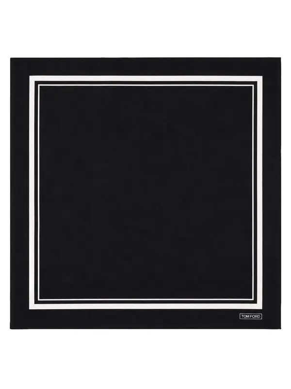 TOM FORD Pocket Square With Tonal Border - Black