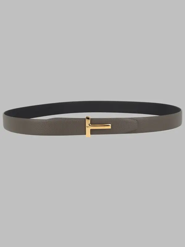 TOM FORD Cintura "t Icon" In Pelle Fiore - Dove