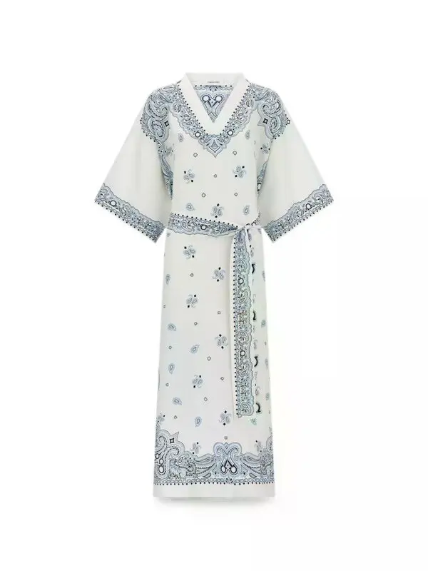 FERRAGAMO Silk Paisley Print Kaftan