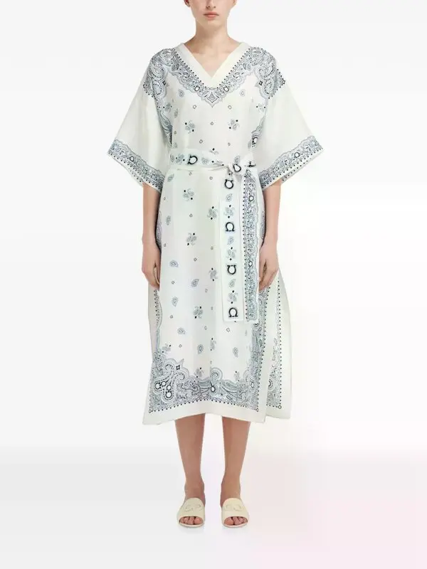 FERRAGAMO Silk Paisley Print Kaftan