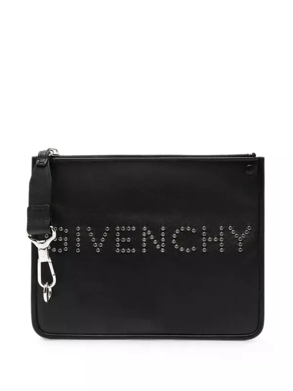 Givenchy Stud-embellished Logo Plaque Clutch Bag - Black