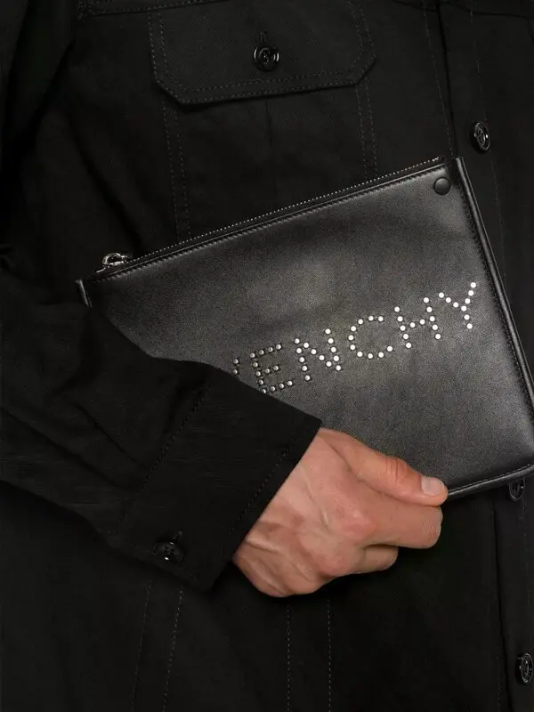 Givenchy Stud-embellished Logo Plaque Clutch Bag