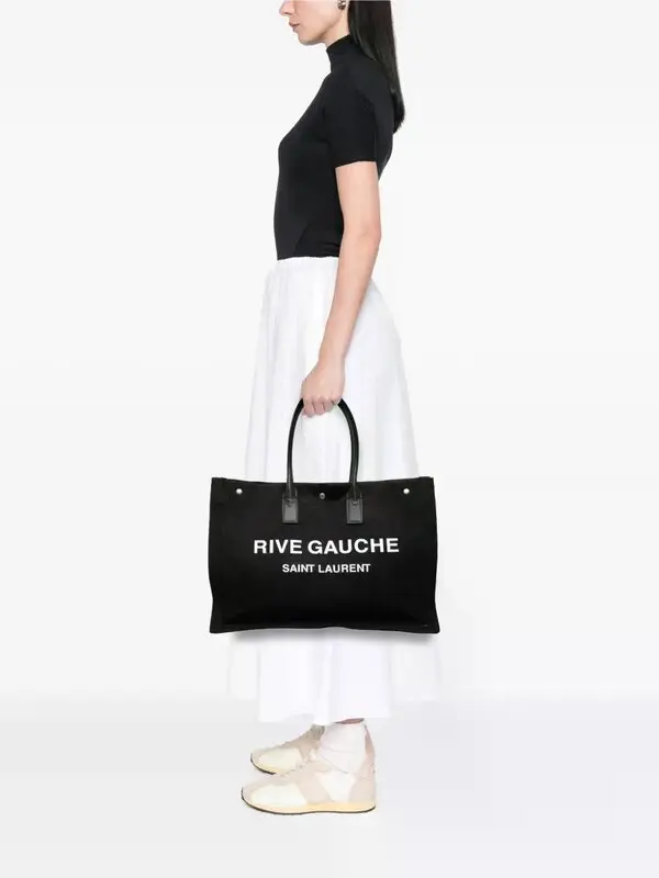 Saint Laurent Large Canvas Rive Gauche Tote Bag - Black