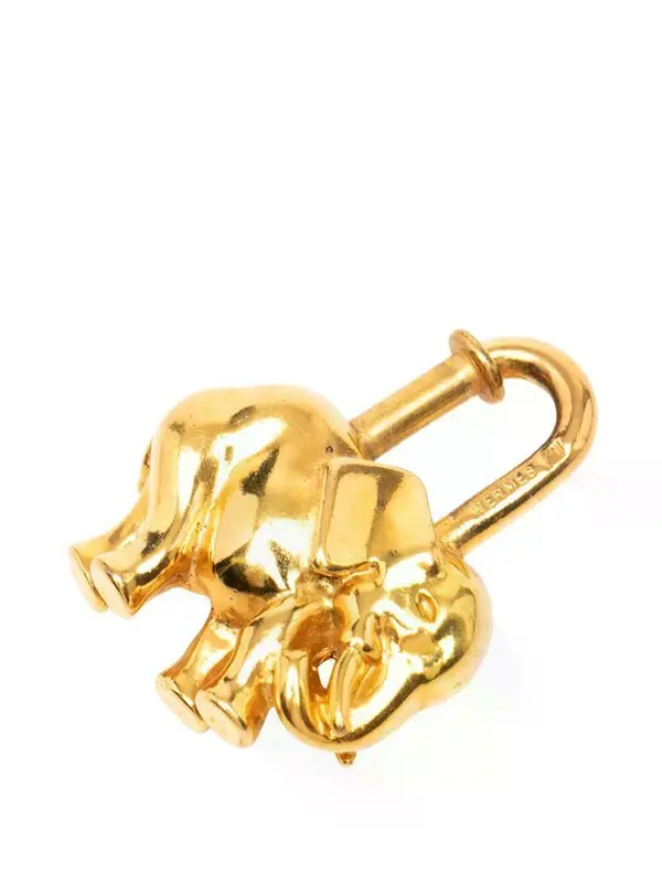 Hermès 1988 Plated Elephant Cadena Lock Charm - Gold