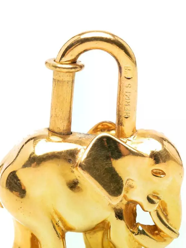 Hermès 1988 Plated Elephant Cadena Lock Charm - Gold