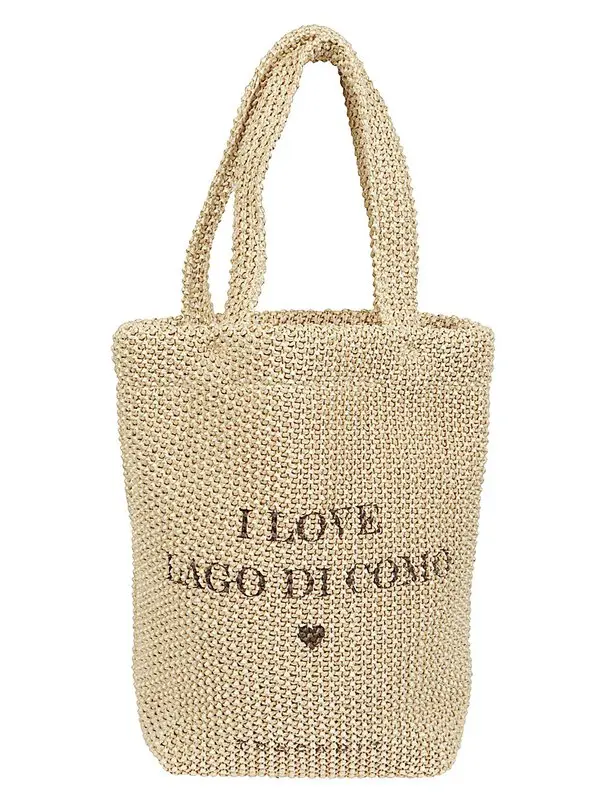 ANITA BILARDI I Love Lago Di Como' Raffia Tote