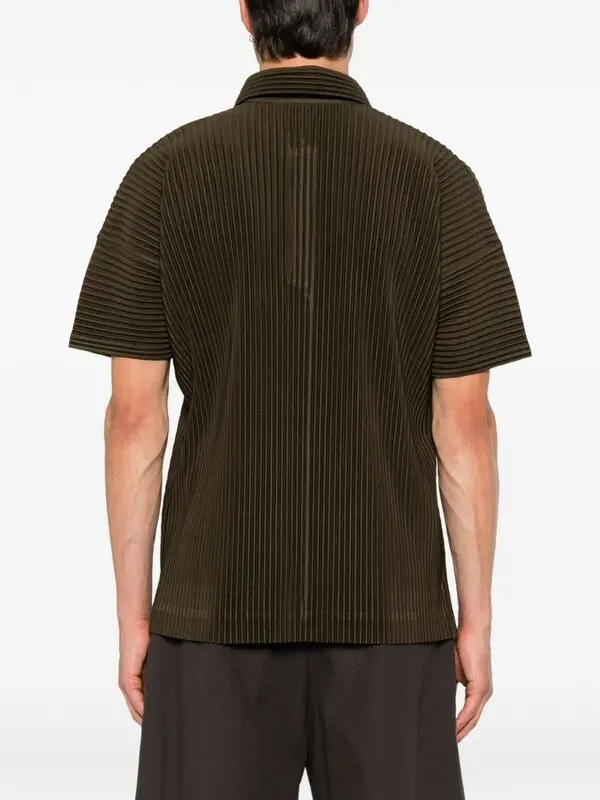 Issey Miyake Pleated Polo Shirt - Brown