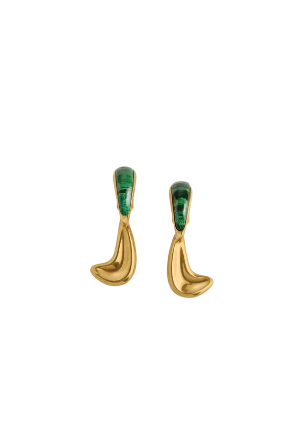 Khaite Cyclone Earrings In Antiqued Gold-plated Brass With Jade - Green