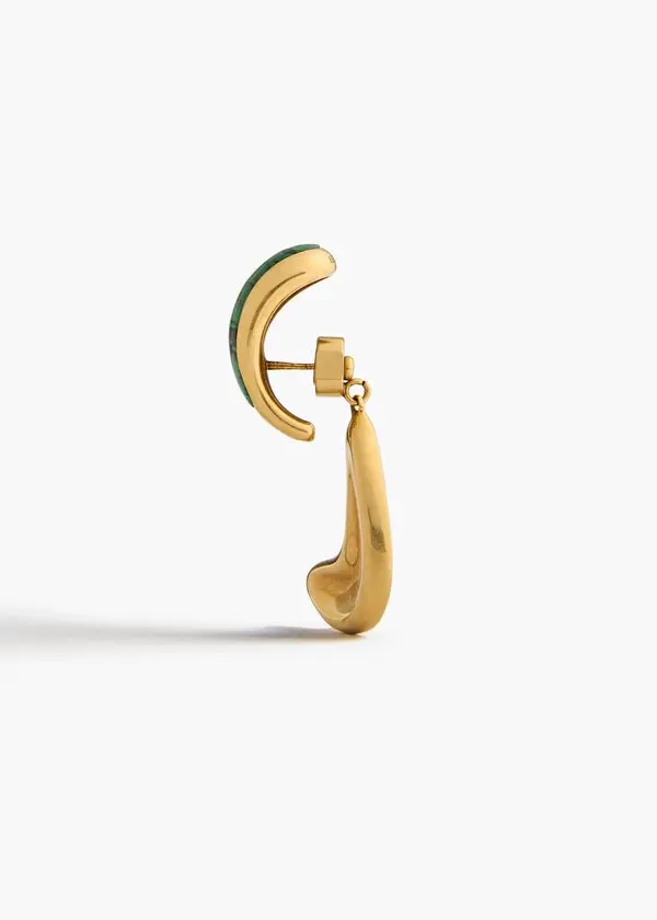 Khaite Cyclone Earrings In Antiqued Gold-plated Brass With Jade