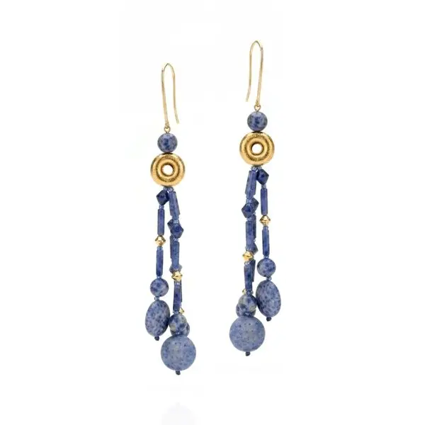 JAREDJAMIN Celeste Sodalite & Coral Tassel Dangle Earrings - Blue