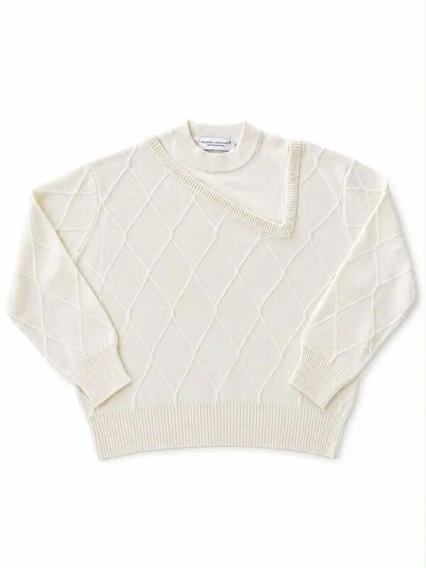 MAISON LOINTAINE Off-shoulder Cable Knit Sweater - White