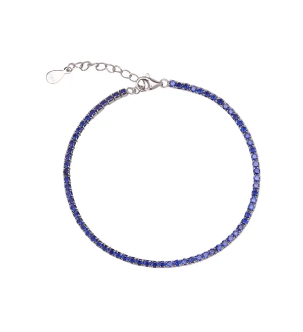 SPERO LONDON Fine Sterling Silver Cz Saphire Tennis Bracelet - Blue