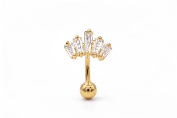 ZAHAV JEWELRY 14k Solid Yellow Baguette Cubic Zirconia Crown Rook Earring - Gold