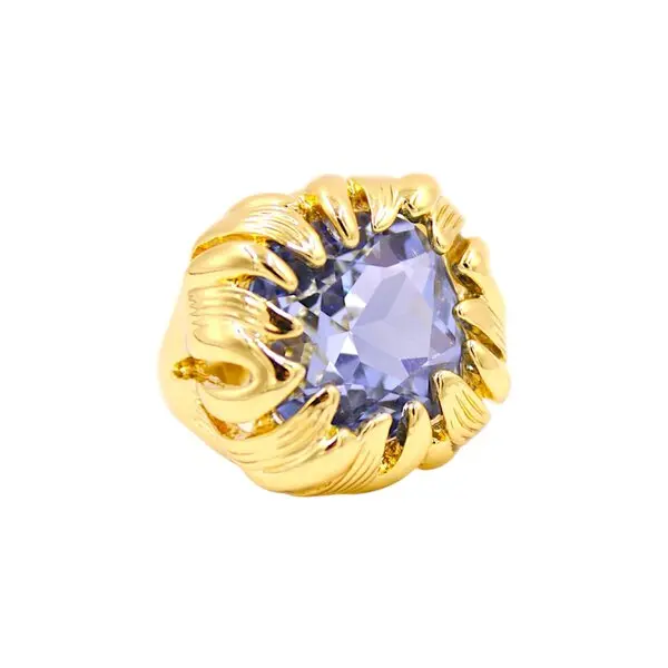 1610ISTANBUL Summer Night Light Blue Ring - Gold