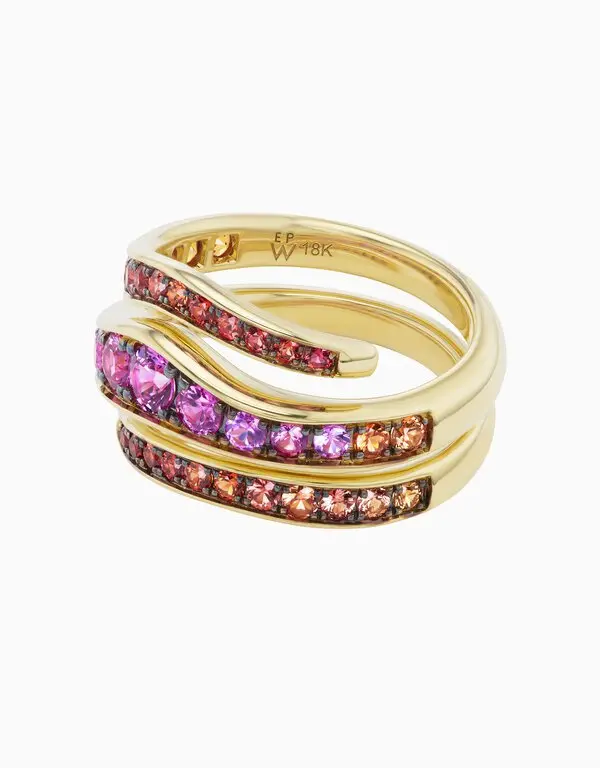 EMILY P. WHEELER 18k Yellow Gold Double Wrap Ring With Sapphires
