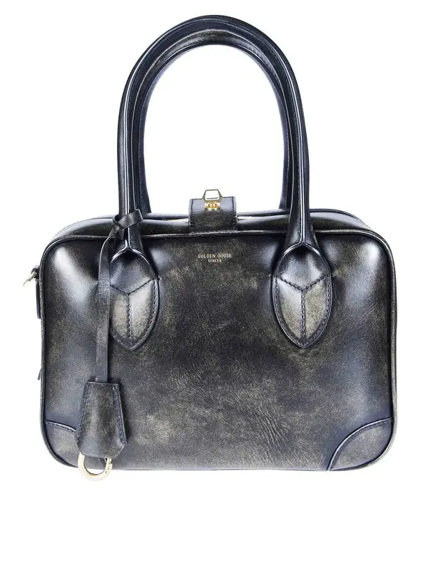 GOLDEN GOOSE Vintage Mini Handbag With Gold Metal Details - Nero