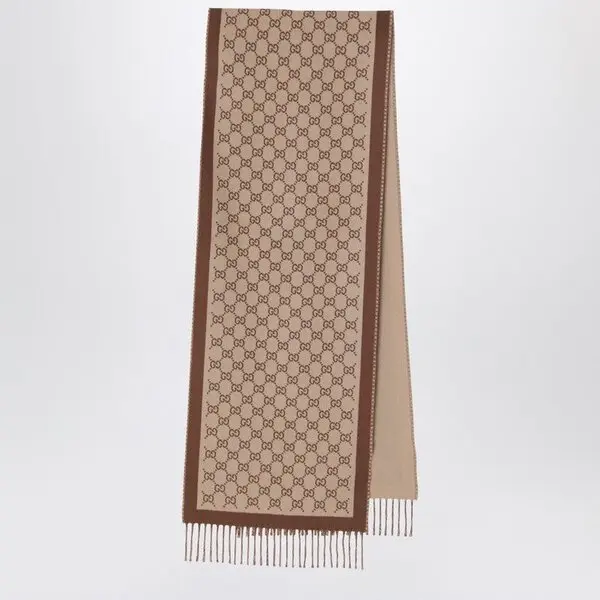 Gucci Gg-pattern Wool Scarf For - Camelgbrwn