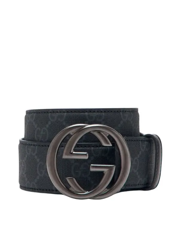 Gucci Monogrammed Canvas Belt With Interlocking G Buckle