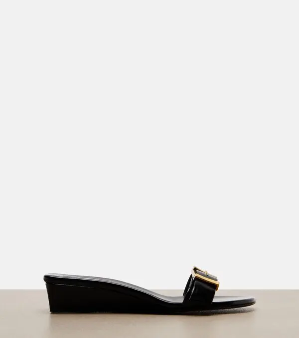 Khaite Manhattan Leather Wedge Mules