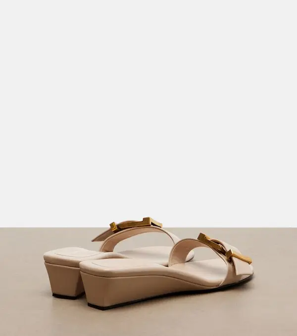 Khaite Manhattan Leather Wedge Mules