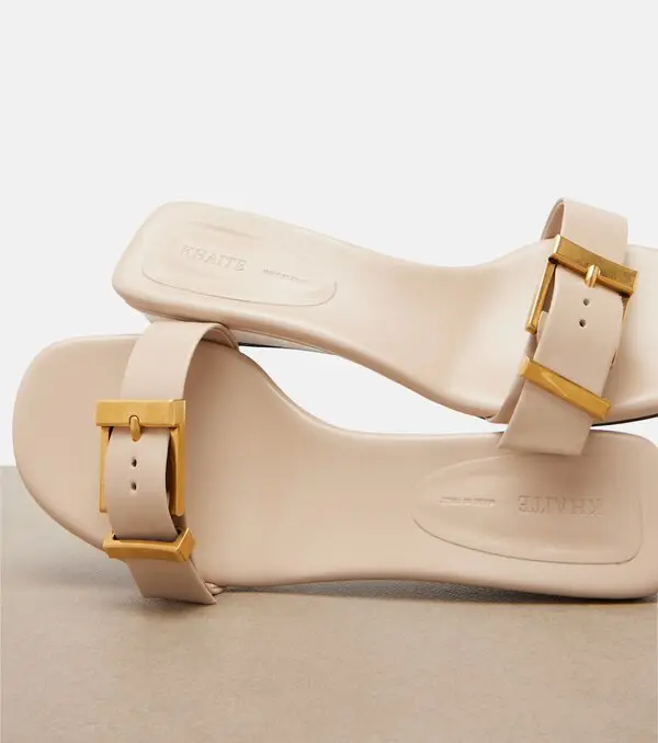 Khaite Manhattan Leather Wedge Mules
