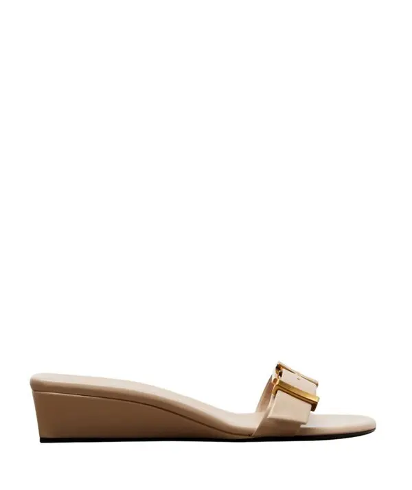 Khaite Manhattan Leather Wedge Mules - White